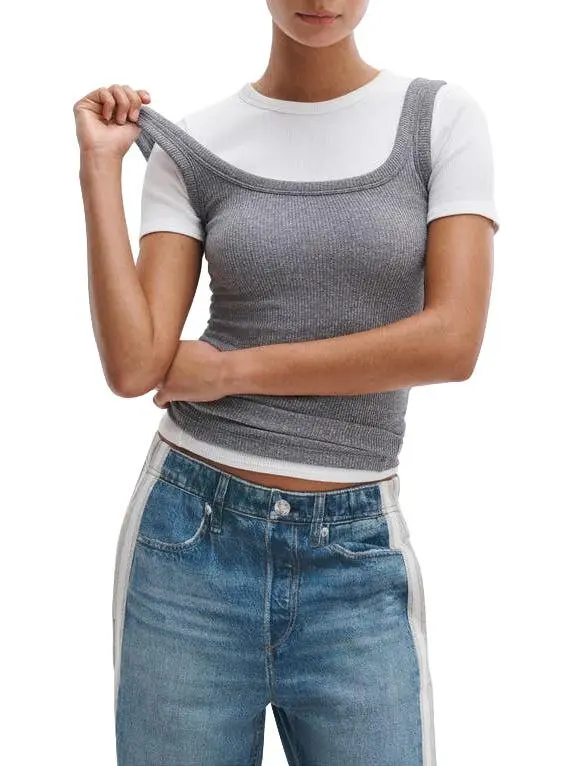 Rag & Bone Essential Heather U-neck Tank - Heather Grey