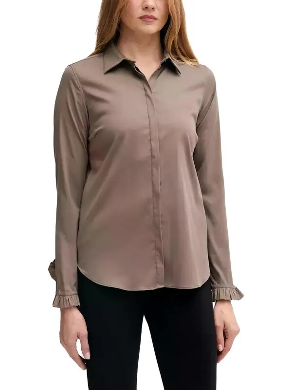 MOS MOSH Mattie Ruffled-cuffs Shirt - Brown