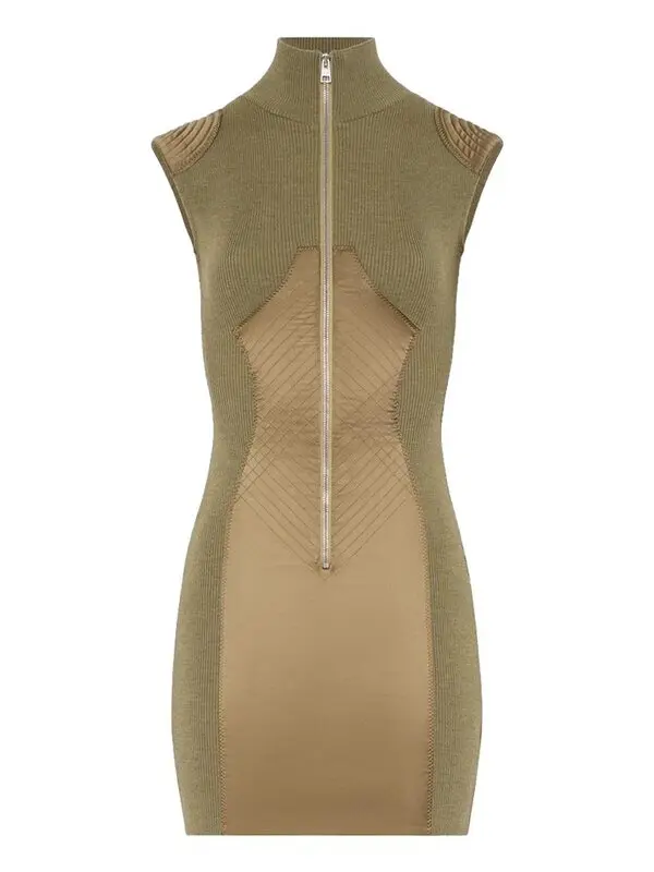 Jean Paul Gaultier Merino Wool Rib Mini Dress - Khaki