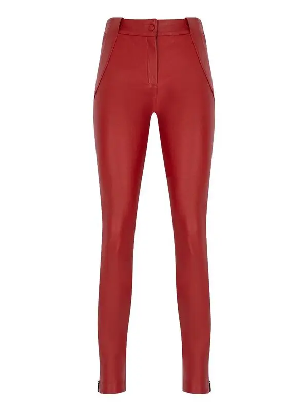 Zeynep Arçay Stretch Leather Pants - Red