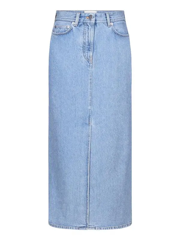 Loulou De Saison Rona Lds Denim Midi Skirt - Blue