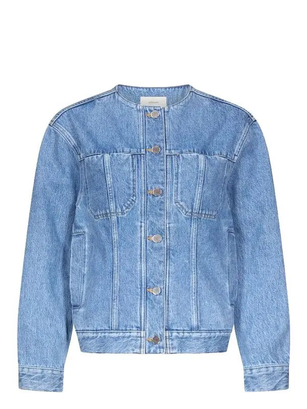 Loulou De Saison Rima Collarless Denim Jacket - Blue