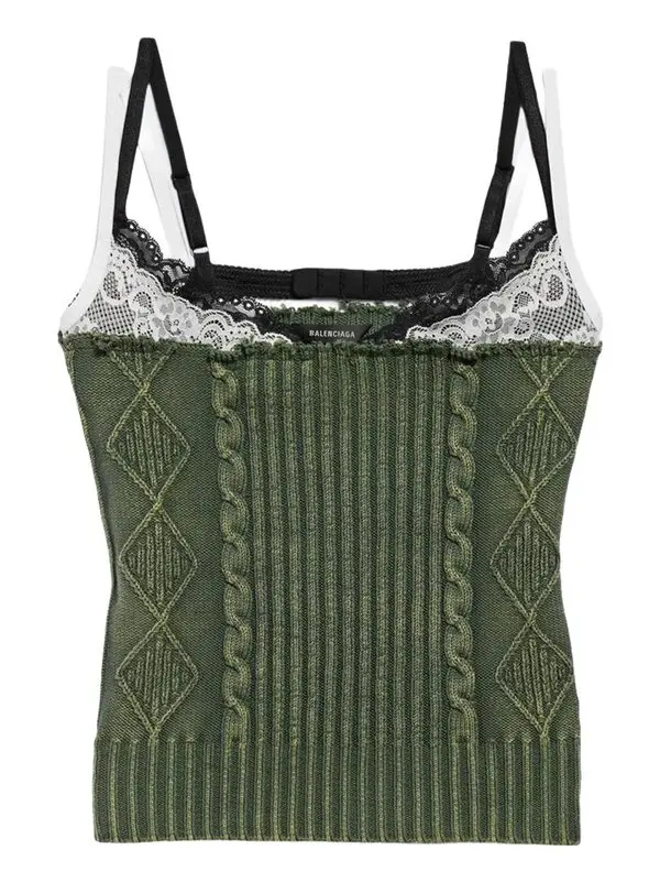 Balenciaga Patched Tank Top - Green