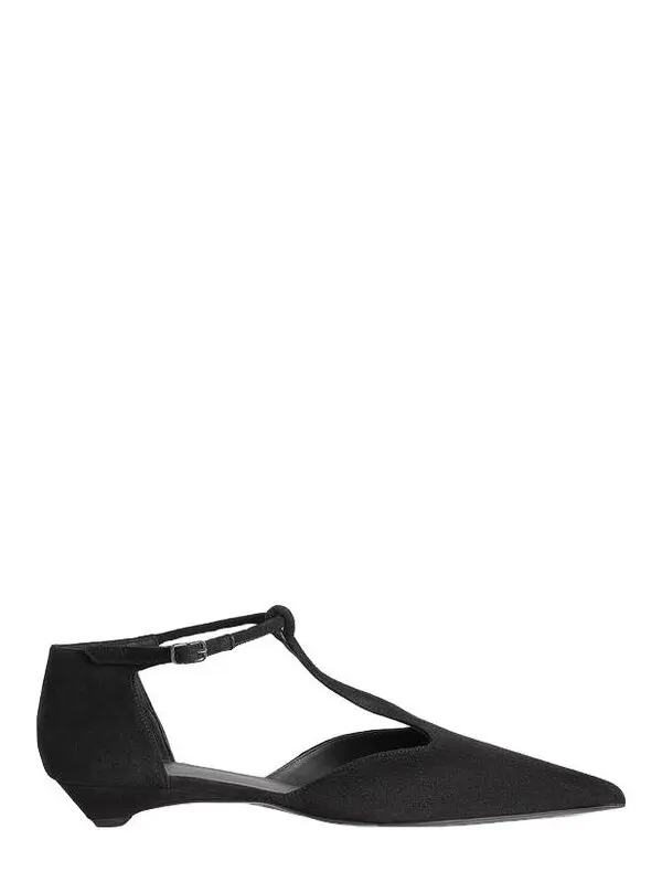 Cos Pointed Suede T-bar Kitten Heels - Black