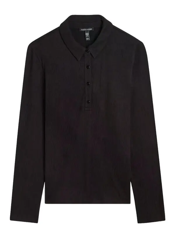 Eileen Fisher Button-up Polo Top - Black