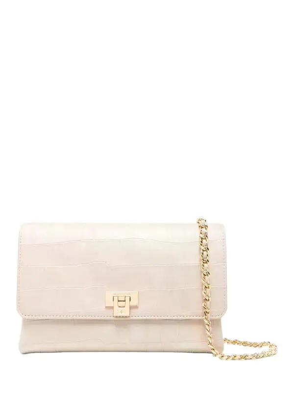 Elisabetta Franchi Embossed Satchel With Chain Detail - Neutrals