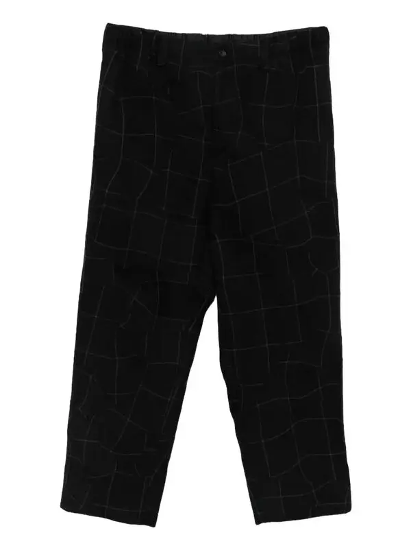 Issey Miyake Patchwork Check Trousers - Black