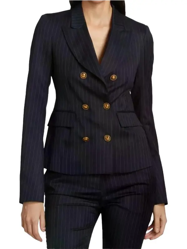 Palm Angels Pinstripe Double-breasted Blazer - Blue