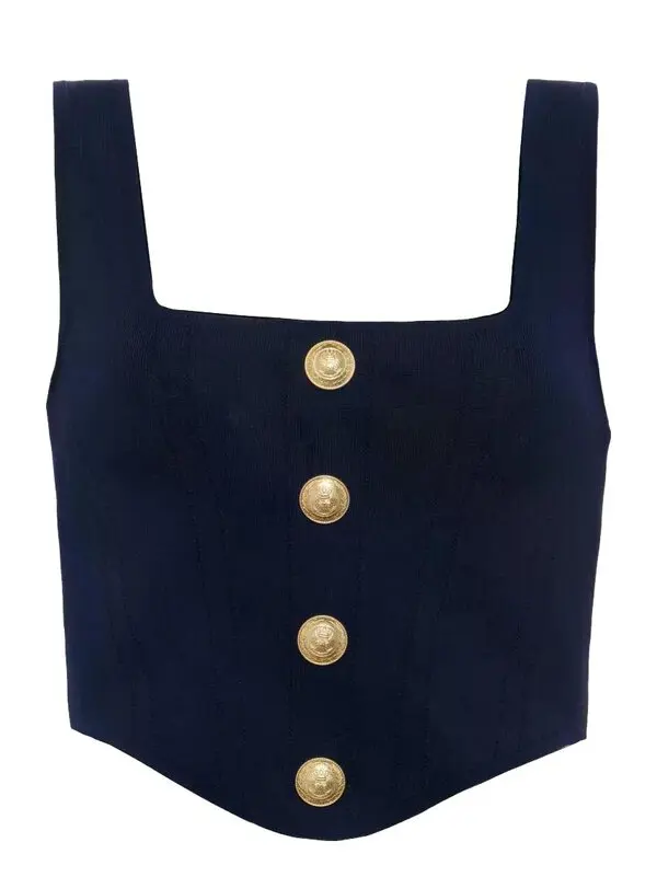 L'Agence Button-embellished Tank Top - Blue