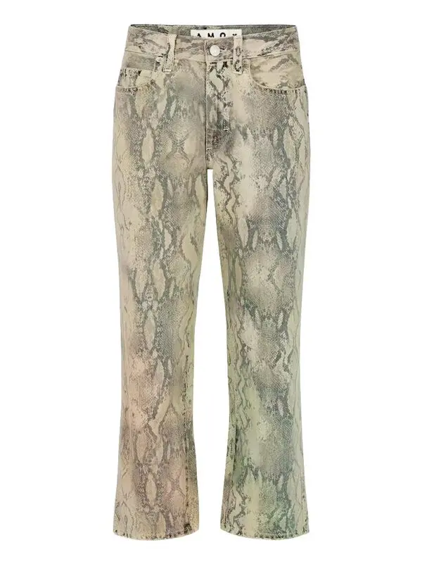 AMO Billie Snakeskin-print Jeans - Neutrals