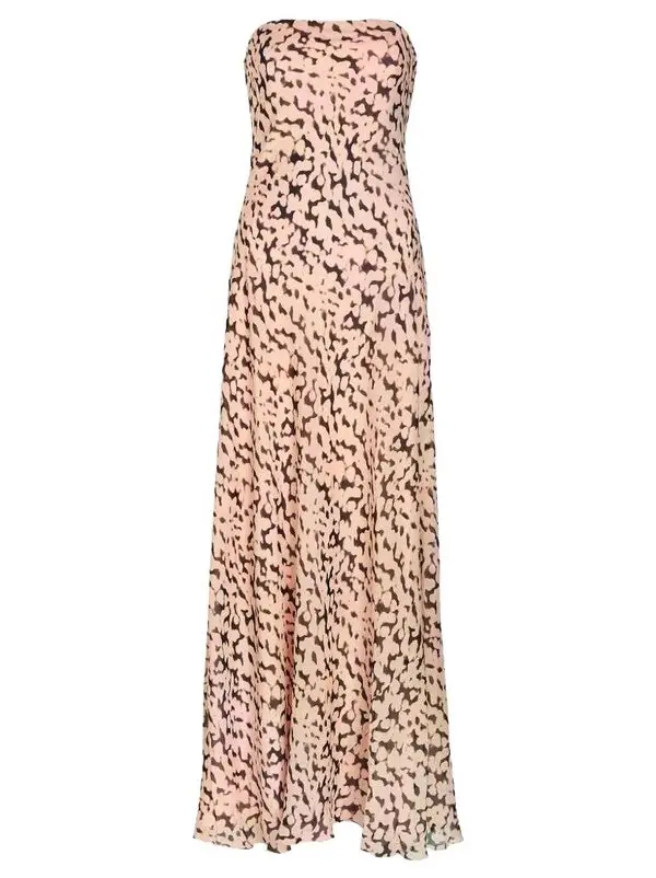 Staud Cassie Tortoise-print Silk Maxi Dress - Neutrals