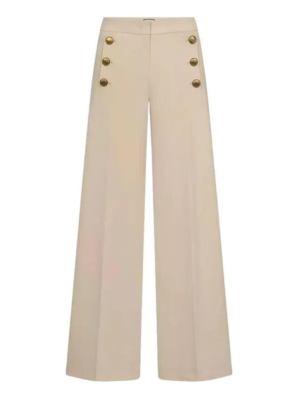 Seductive Button-detail Palazzo Trousers - Neutrals