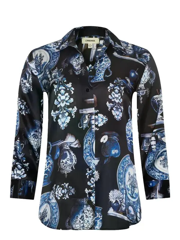 L'Agence Dani Porcelain-print Blouse - Black