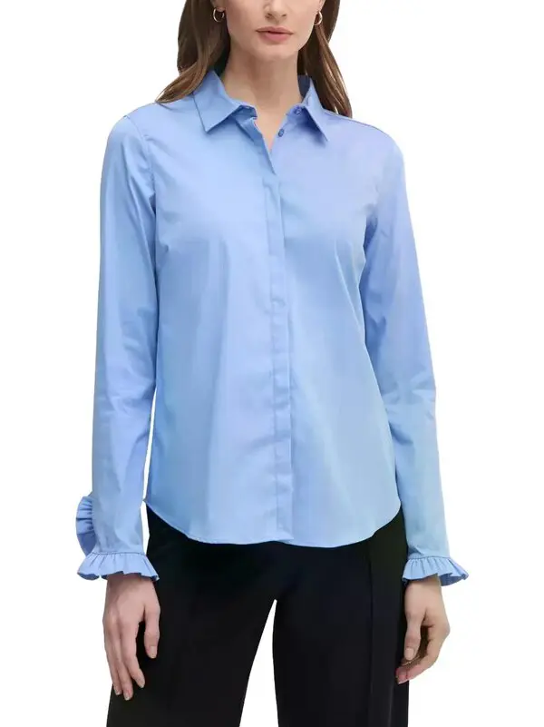 MOS MOSH Mattie Ruffled-cuffs Shirt - Blue