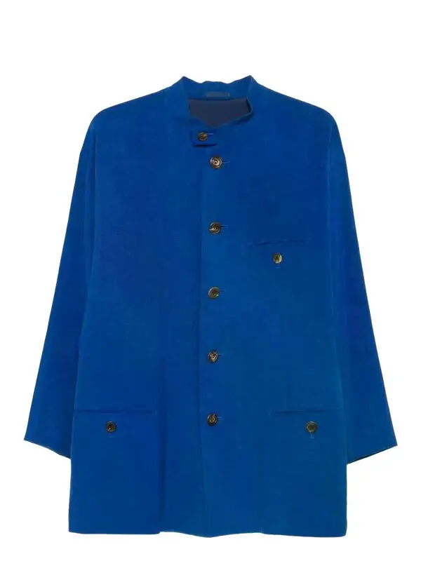 Issey Miyake Mandarin Collar Jacket - Blue