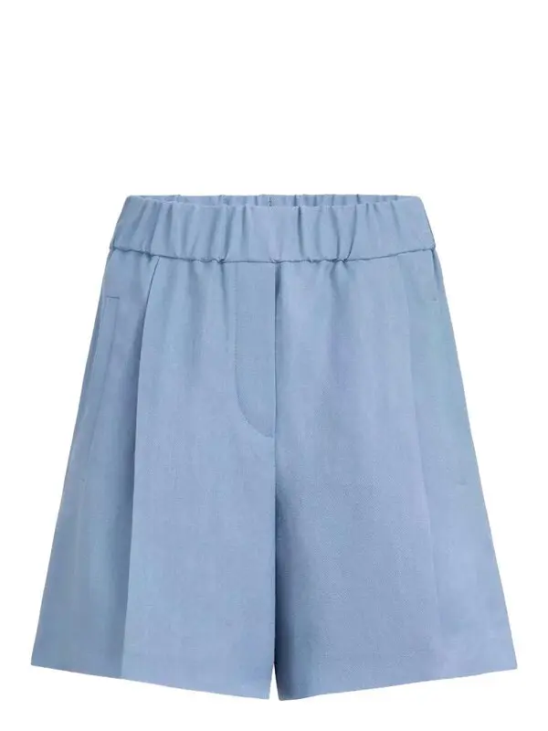 Brunello Cucinelli Viscose And Linen Fluid Twill Baggy Shorts - Blue