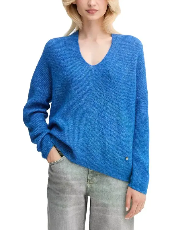 MOS MOSH V-neck Long Sleeve Sweater - Blue