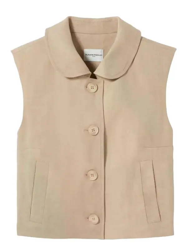 Claudie Pierlot Button-front Gilet With Peter Pan Collar - Neutrals
