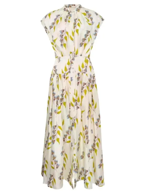 Ulla Johnson Lausanne Floral Midi Dress - Neutrals