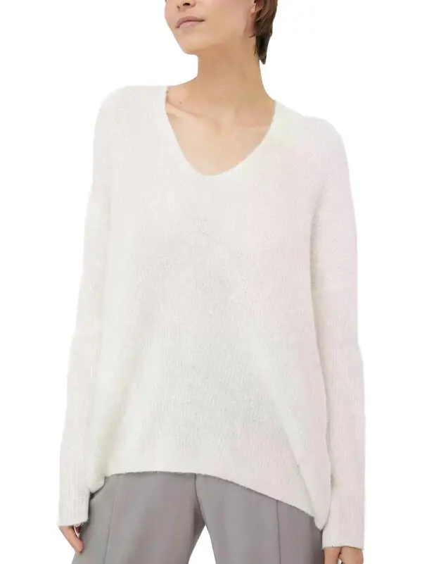 MOS MOSH Thora V-neck Sweater - White