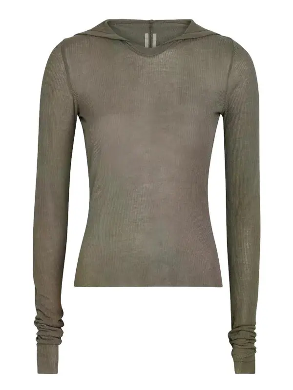 Rick Owens Ribbed-knit Hoodie - Grey