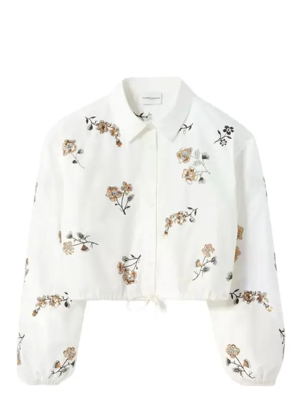 Claudie Pierlot Floral Shirt With Drawstring - White