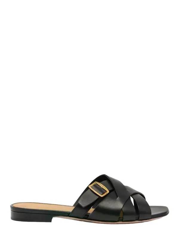 Bally Woven Buckle Leather Sandals - Black