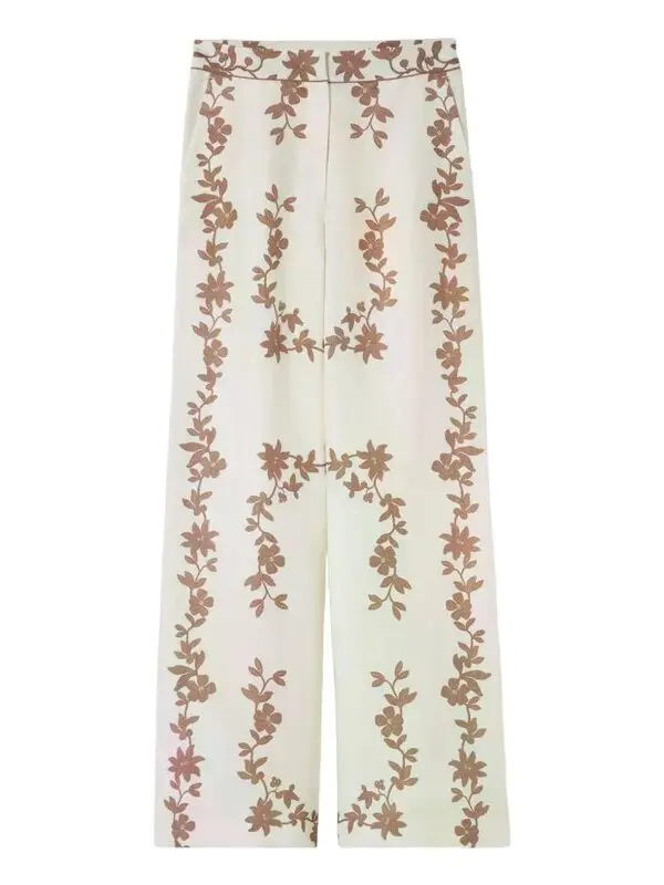 Claudie Pierlot Floral Straight Leg Trousers - Neutrals