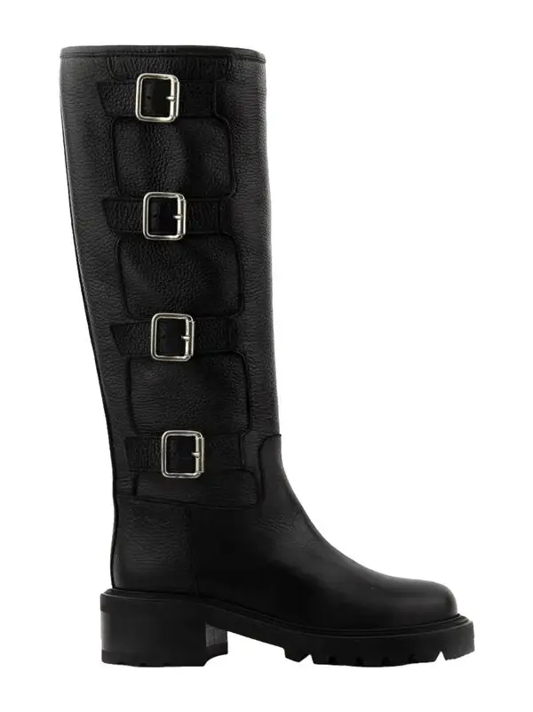 PAUL WARMER Side-buckle Biker Boots - Black