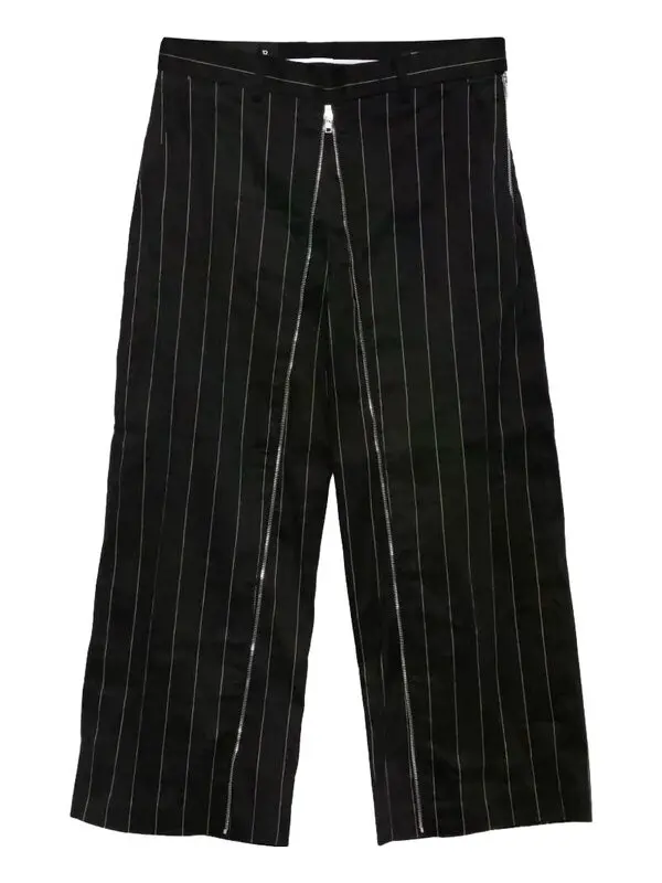 R13 Striped Front Zip Trousers - Black