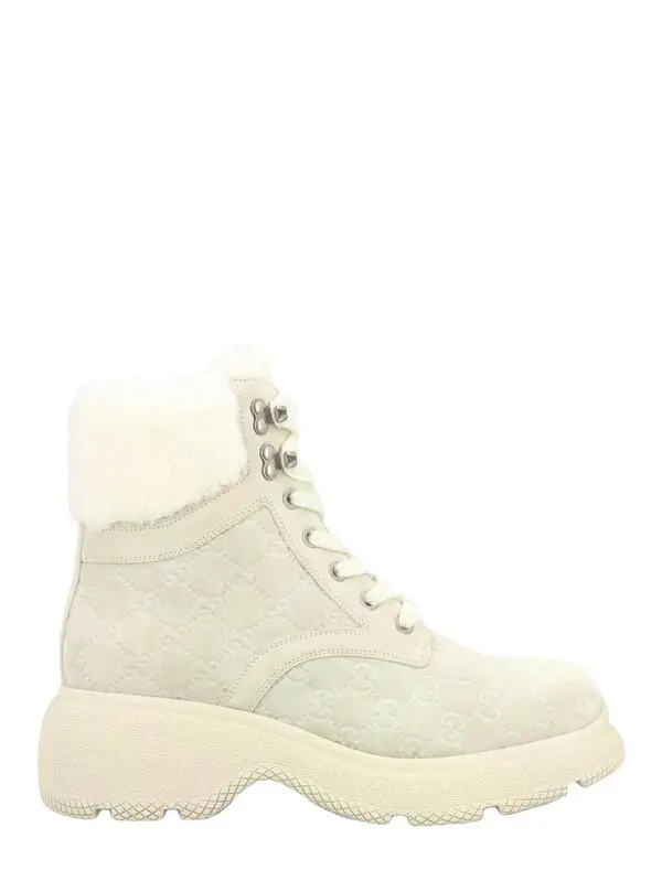 Gucci Logo-pattern Lace-up Boots - Neutrals