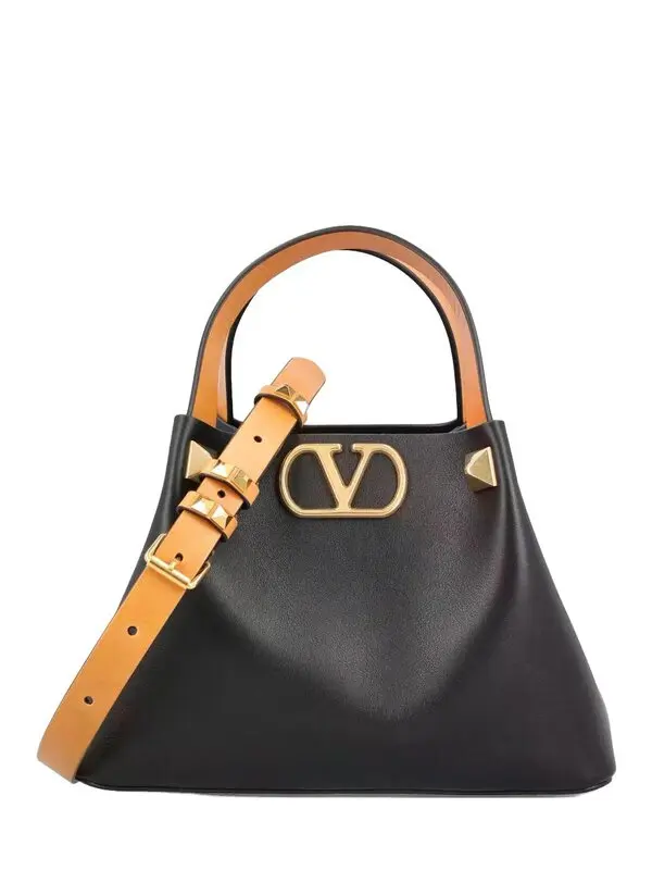 Valentino Garavani Logo-plaque Studded-embellishment Tote Bag - Black