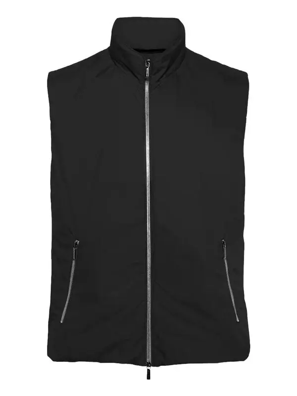 MOORER Zipped High-collar Vest - Black