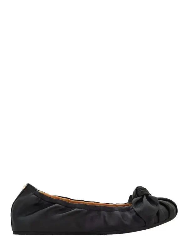 FERRAGAMO Bow-detail Leather Ballet Flats - Black