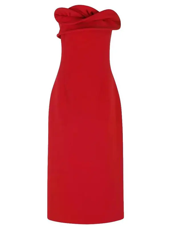 Magda Butrym Twisted Strapless Midi Dress - Red