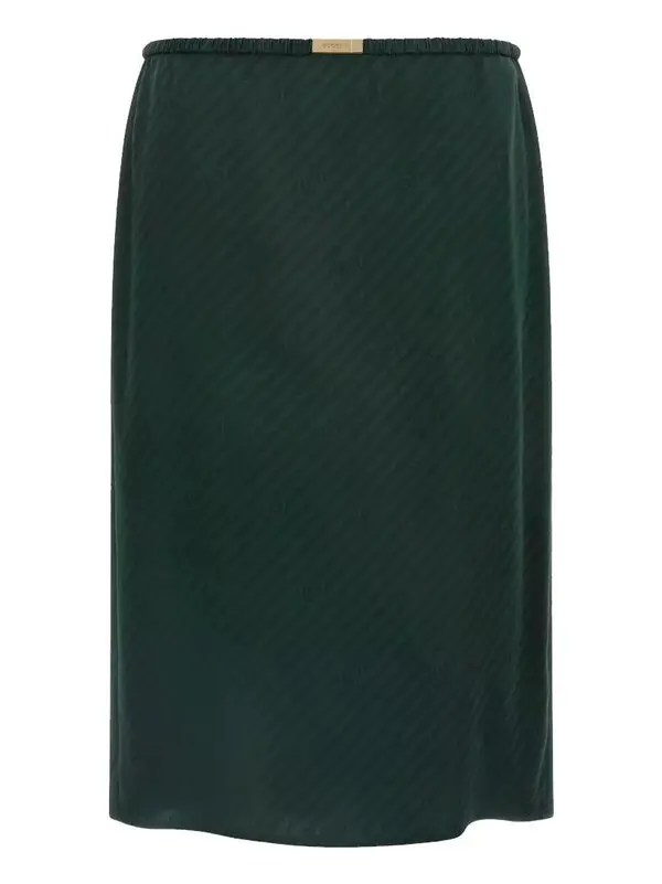 Gucci Logo Knit Silk Midi Skirt - Green