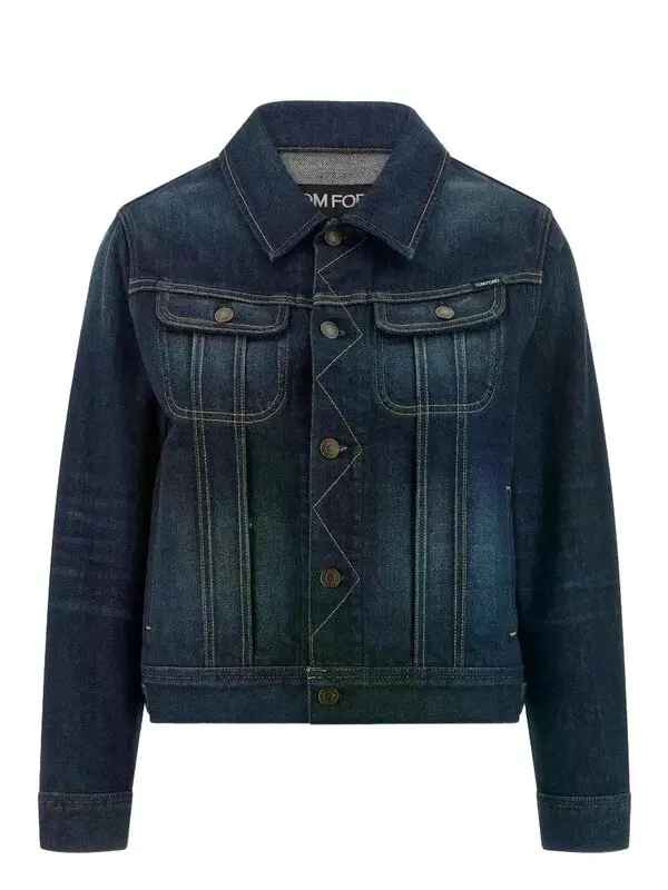 TOM FORD Contrast-stitching Denim Jacket - Blue