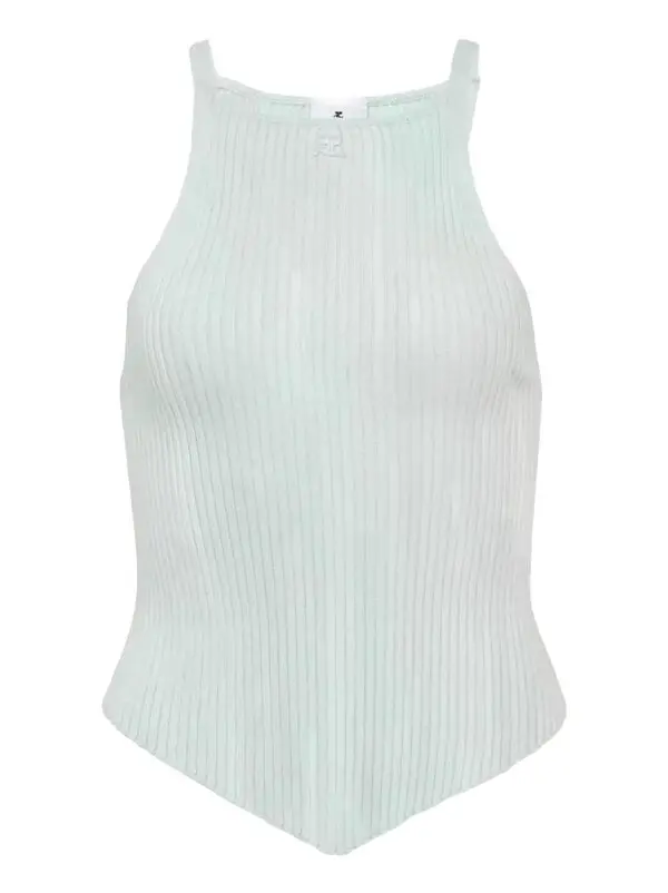 COURREGES Pointy Rib Knit Top - Green