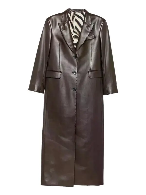 ERALDO Buttoned Long Sleeve Coat - Brown