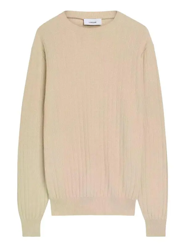 LARDINI Ribbed Crew-neck Sweater - Neutrals