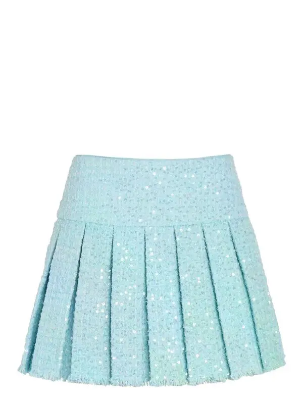 Alice + Olivia Sequin-embellished Pleated Mini Skirt - Blue