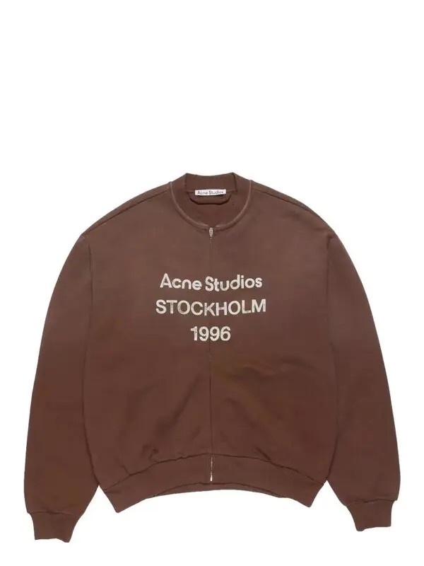 Acne Studios Logo-print Zip Cardigan - Brown