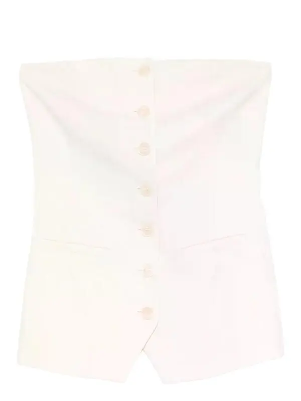 Patrizia Pepe Button Strapless Top - Neutrals