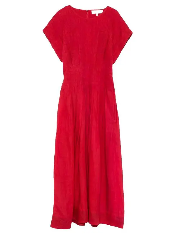Sea Textured Midi Dress - Red