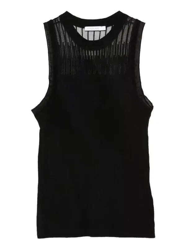 Patrizia Pepe Sheer Panel Knit Top - Black