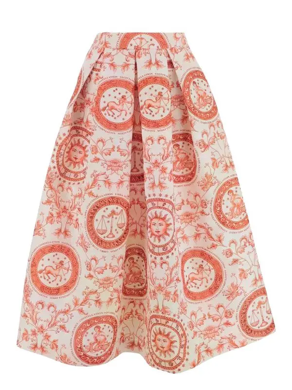 LUNATICA MILANO Fantasy-print Flared Skirt - Red