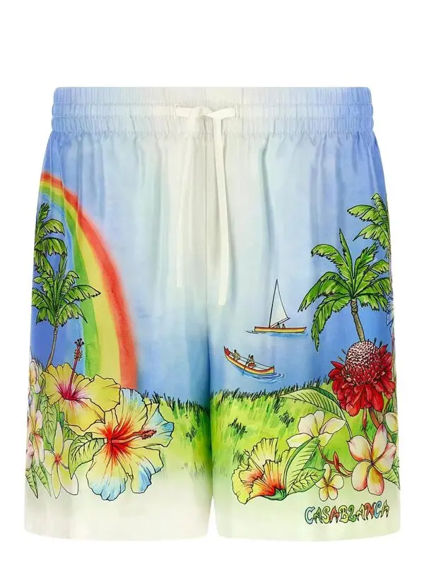Casablanca Aloha Print-detail Shorts - White