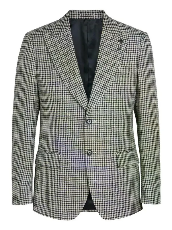 LARDINI Houndstooth-pattern Two-button Blazer - Grey