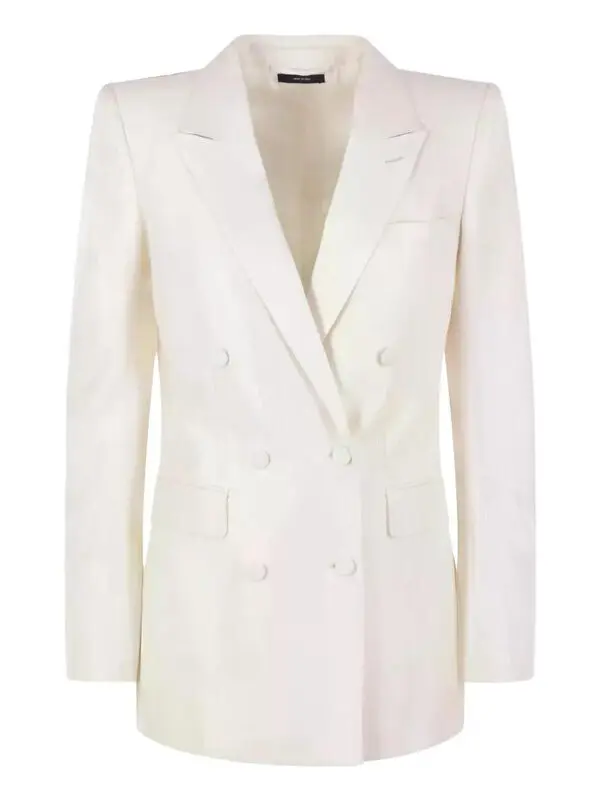 TOM FORD Double-breasted Pinstripe Blazer - White