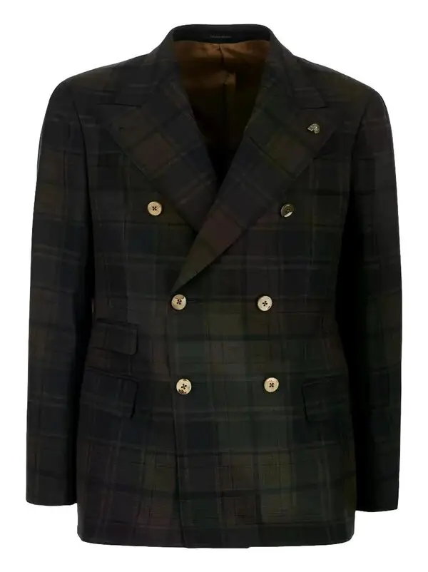 GABRIELE PASINI Check-pattern Double-breasted Jacket - Brown